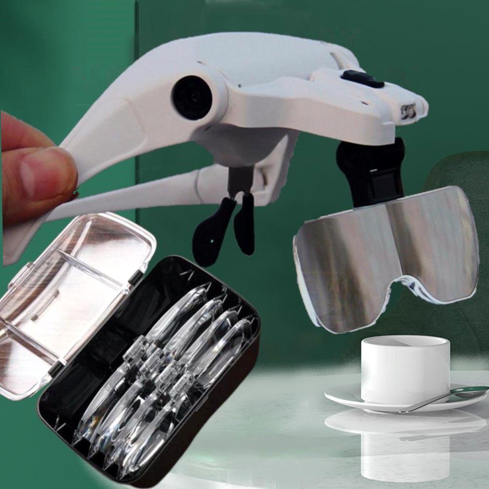 Бинокулярные Увеличительные Очки-лупа с LED-подсветкой и Сменными ...