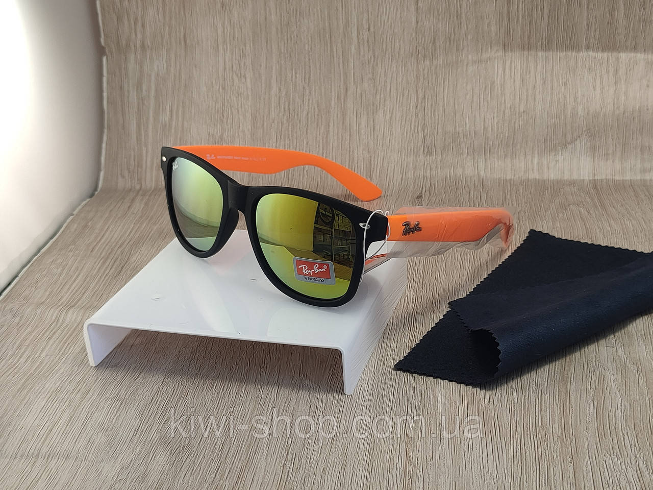 Солнцезащитные очки Ray Ban Wayfarer оранжевые зеркальные, очки рей бен ...