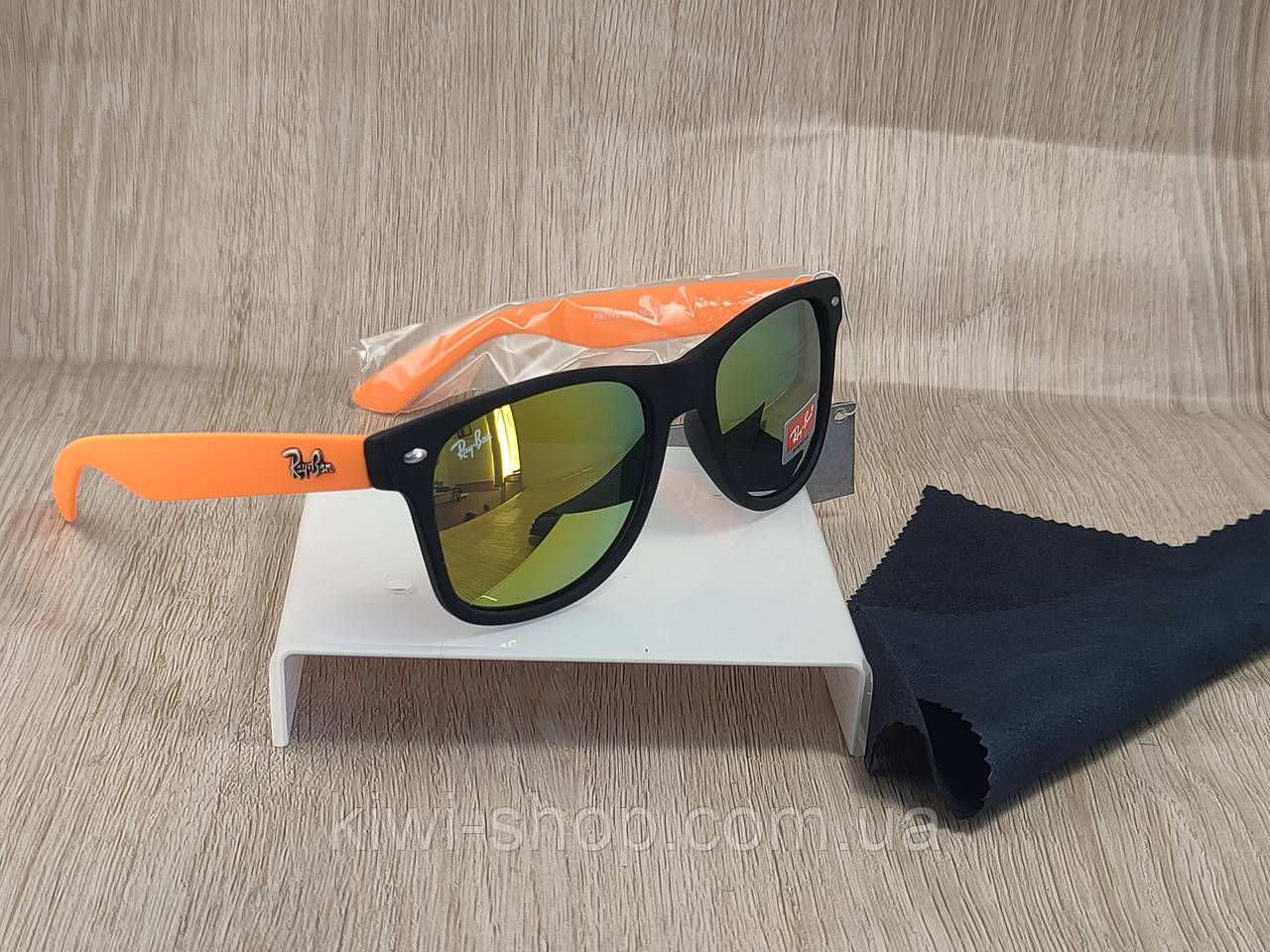 Солнцезащитные очки Ray Ban Wayfarer оранжевые зеркальные, очки рей бен ...