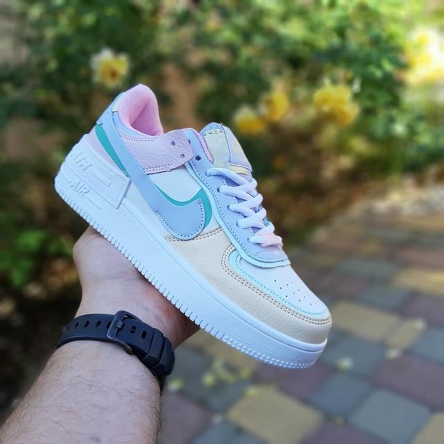 Женские кроссовки Nike Air Force 1 Shadow (белые с пудрой и голубым ...
