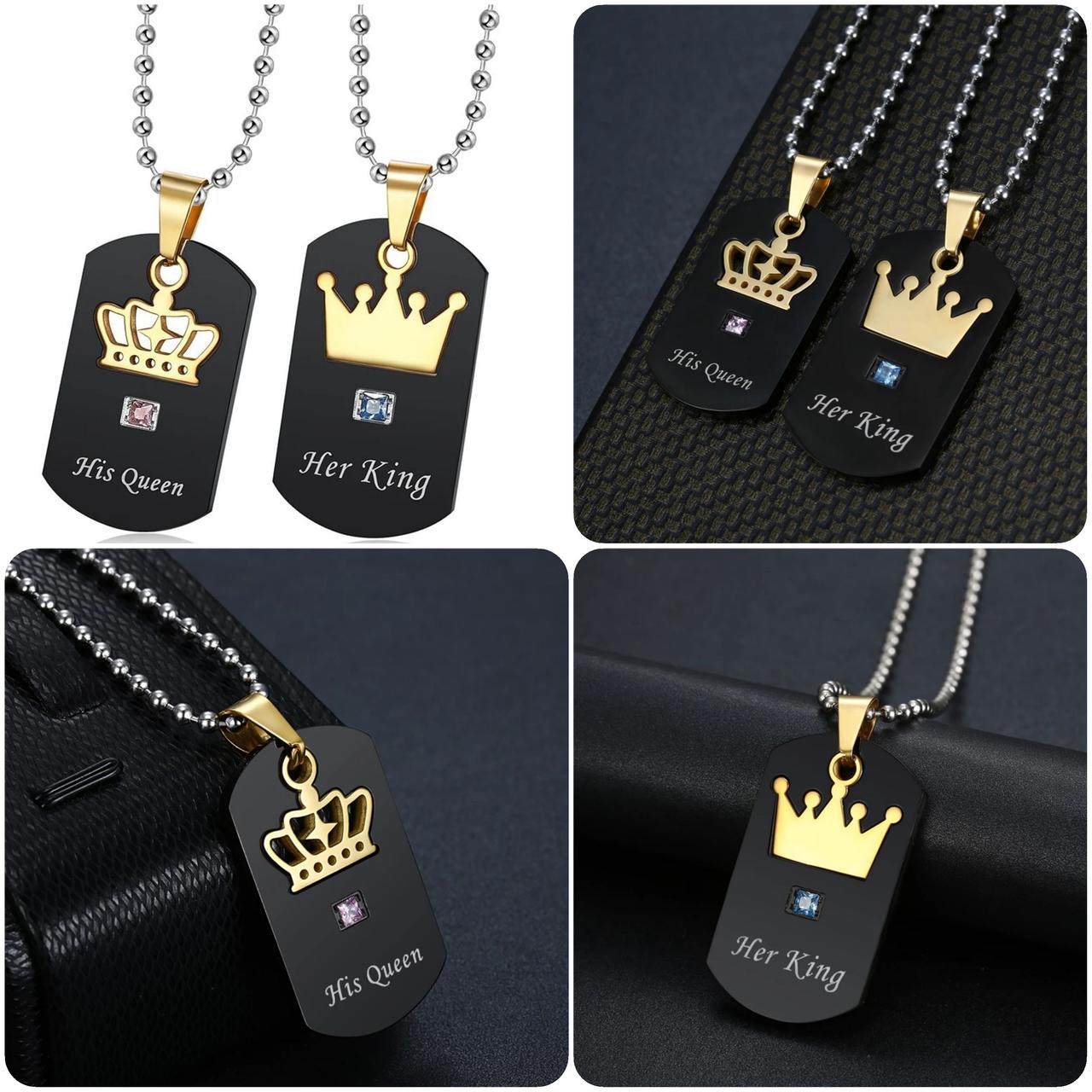 Парні Кулони Король Королева Золото І Тітан Оригінальний Подарунок Хлопцю Дівчині