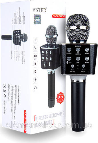 Беспроводной караоке микрофон WSTER WS-1688 Bluetooth USB AUX FM Black el, цена 1602 грн — Prom ...