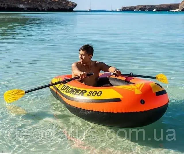 Лодка надувная двухместная Intex 58332 EXPLORER 300 винил с веслами и ...