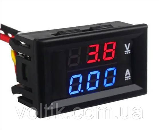 Вольтметр та амперметр DSN-VC288 панельний цифровий 10A, 100V ...