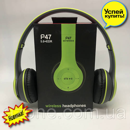 Беспроводные наушники P-47 Wireless Bluetooth с микрофоном FM радио и ...