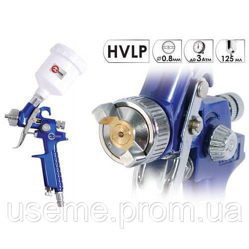 Краскопульт пневматичний HVLP MINI INTERTOOL PT-0101 : 230 л/хв, діаметр форсунки 0.8мм, 125 мл ...