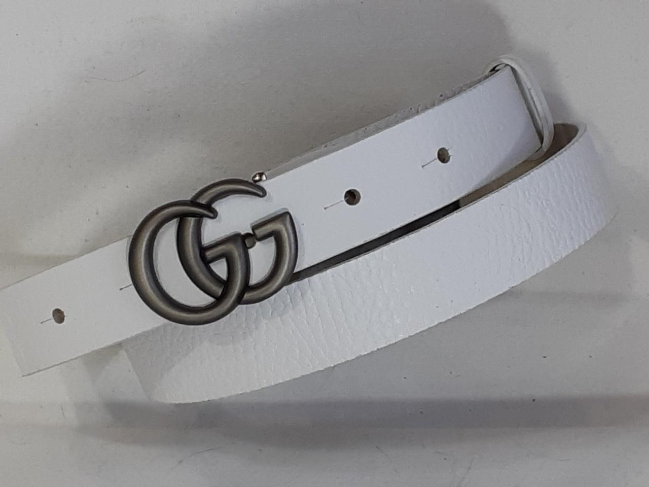 Купить Кожаный женский белый текстурный ремень шириной 25 мм с серой ...