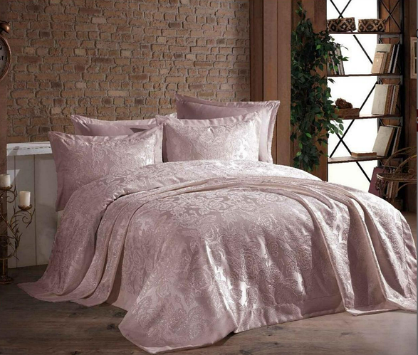 Шенілові покривала на велике ліжко 240х260 з наволочками, покривало шикарне турецьке Пудра, ціна ...