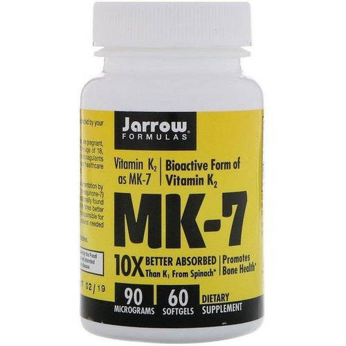 Витамин K Jarrow Formulas MK-7 Vitamin K2 as MK-7 90 mcg 60 Softgels ...