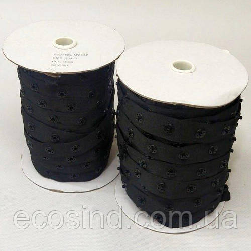 Лента-тесьма с кнопками, черный - моток 46м (ID#1094912555), цена: 827. ...
