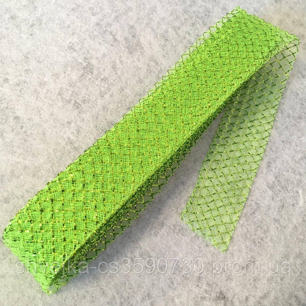 Купити 4см Гофра-регілін (криналін з люрексом) 25ярд Салатовий, ціна ...