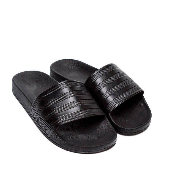 Чоловічі Шкіряні Тапочки Adidas Black, Чоловічі Чорні Шлепанці ...
