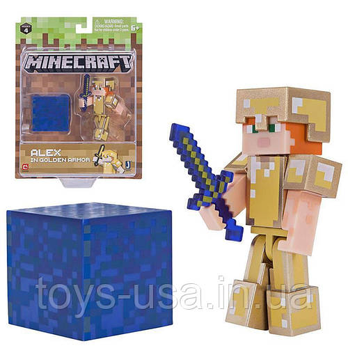 Алекс в золотой броне фигурка Майнкрафт Minecraft Alex in Gold Armor ...