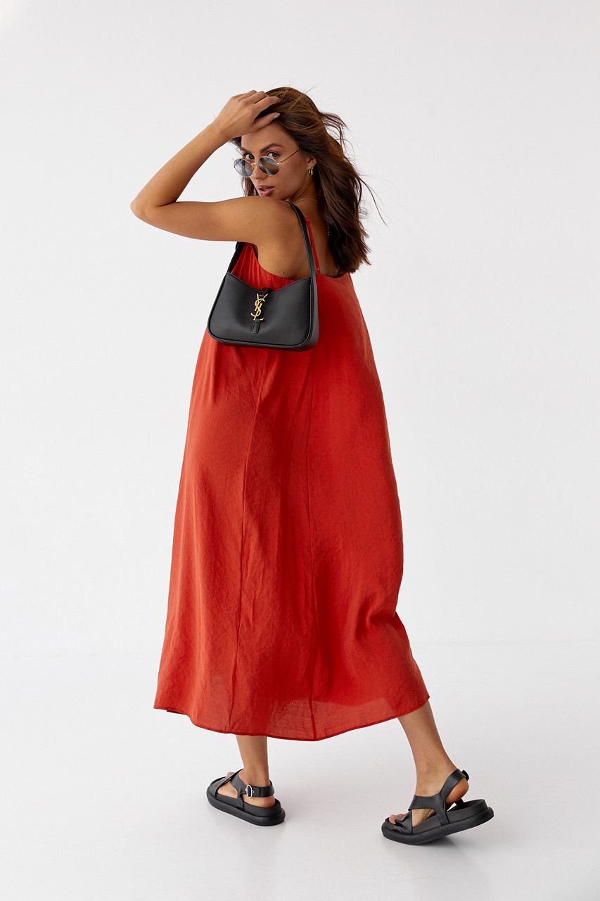 Купити Довгий літній сарафан на брусках Dyou теракотовий колір L систь розмірів S Сарафан