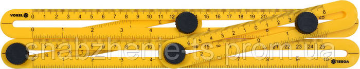 Шаблон - линейка VOREL для переноса измерений, 310 х 175 х 25 мм (VO ...