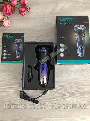Купить Беспроводная роторная бритва VGR V-306 с триммером для влажного и сухого бритья (степень ...