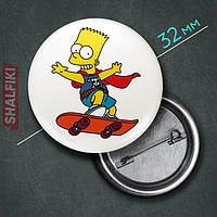 "Барт Сімпсон (Сімпсони)" значок круглий на шпильці Ø32 мм (ID ...