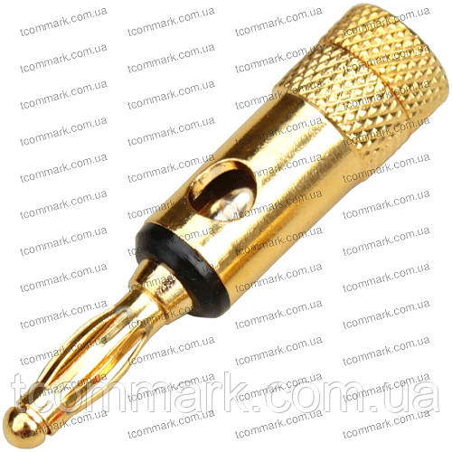 Штекер акустический Banan, позолоченный, корпус металлический, чёрный ...
