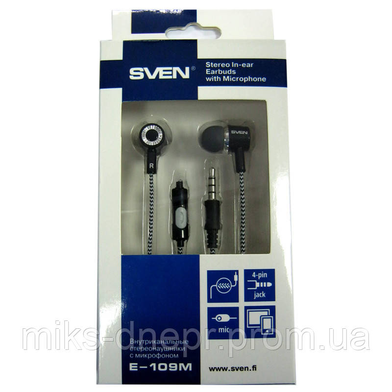 Наушники Гарнитура Sven E-109M в Оплетке . Jack3.5 — Купить Недорого на ...