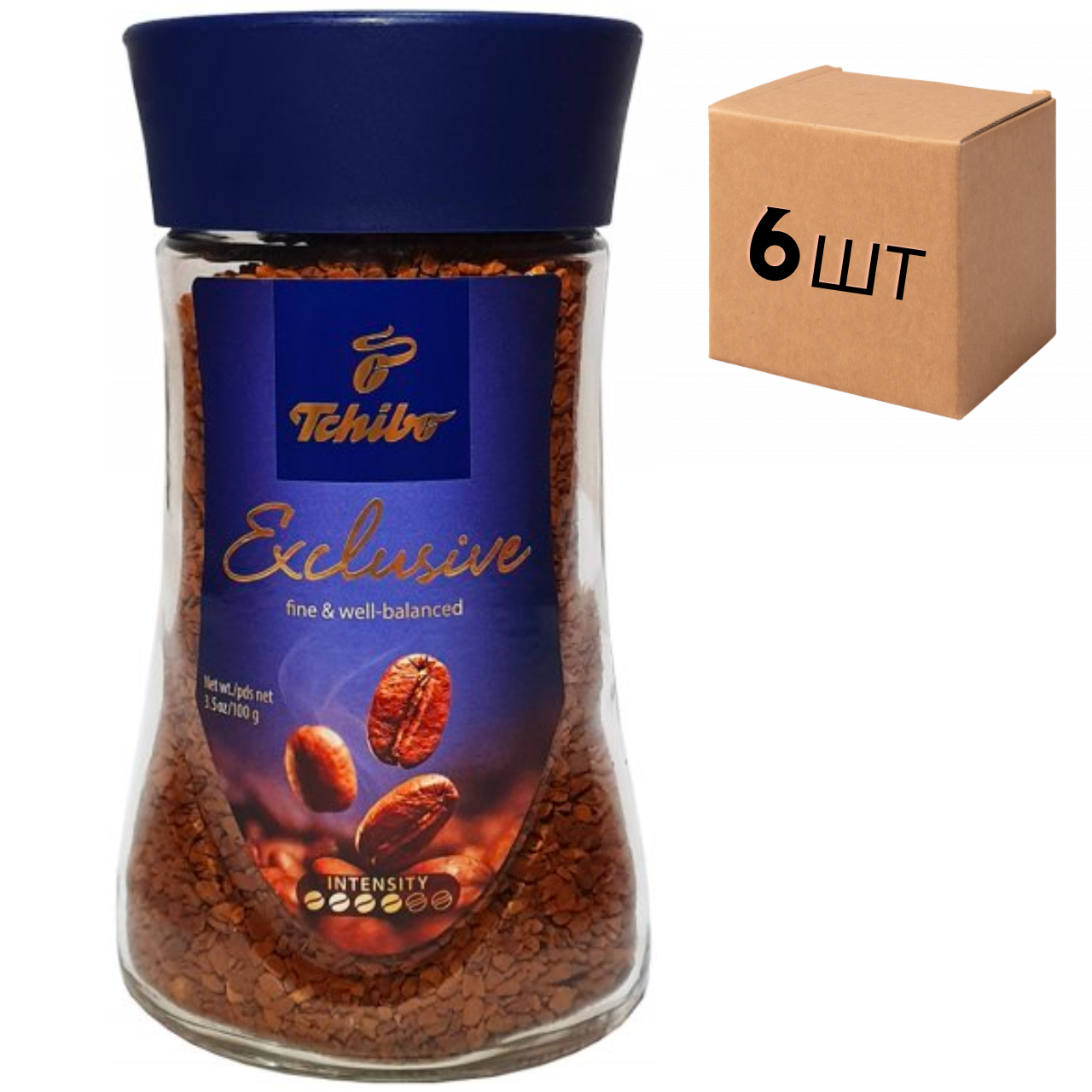 Ящик Растворимого Кофе Tchibo Exclusive 100 Гр. в Стеклянной Банке (в ...
