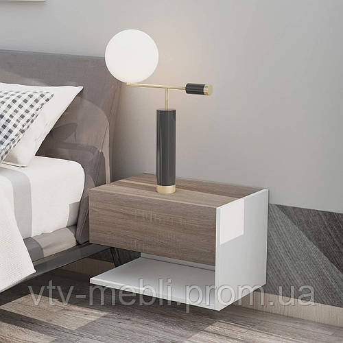 Прикроватная тумба подвесная в спальню с ящиком в современном стиле ...