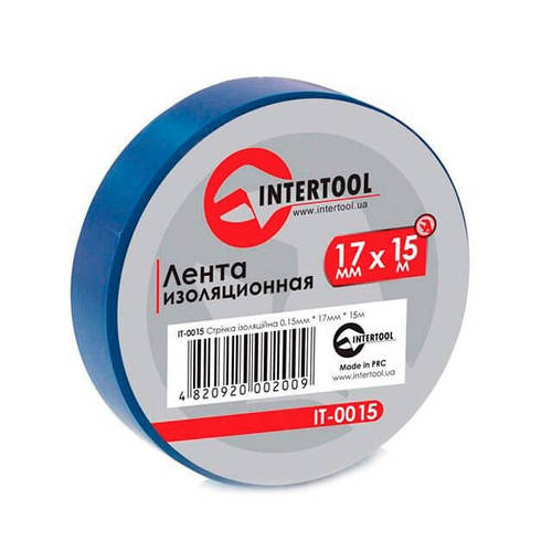 Лента изоляционная, 17 мм * 15 м * 0.15 мм, синяя INTERTOOL IT-0015 (ID#446068780), цена: 19 ...