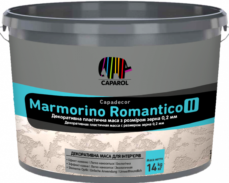 Штукатурка "выветренный мрамор" CAPADECOR MARMORINO ROMANTICO II (0,2мм) декоративная 14кг (ID ...