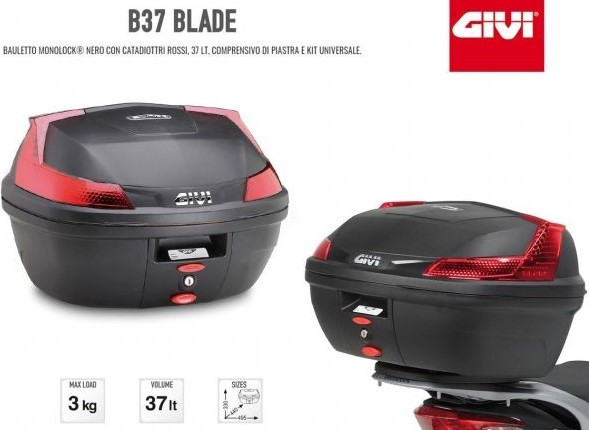 Купить Кофр центральный Givi B37 Blade Monolock черный, 37 л, цена 7938 ₴ — Prom.ua (ID#268754007)
