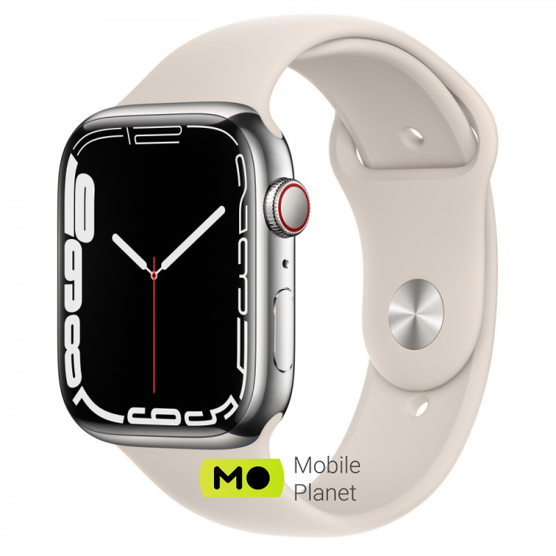 Apple Watch Series 7 45mm LTE Silver Stainless Steel Case With ...