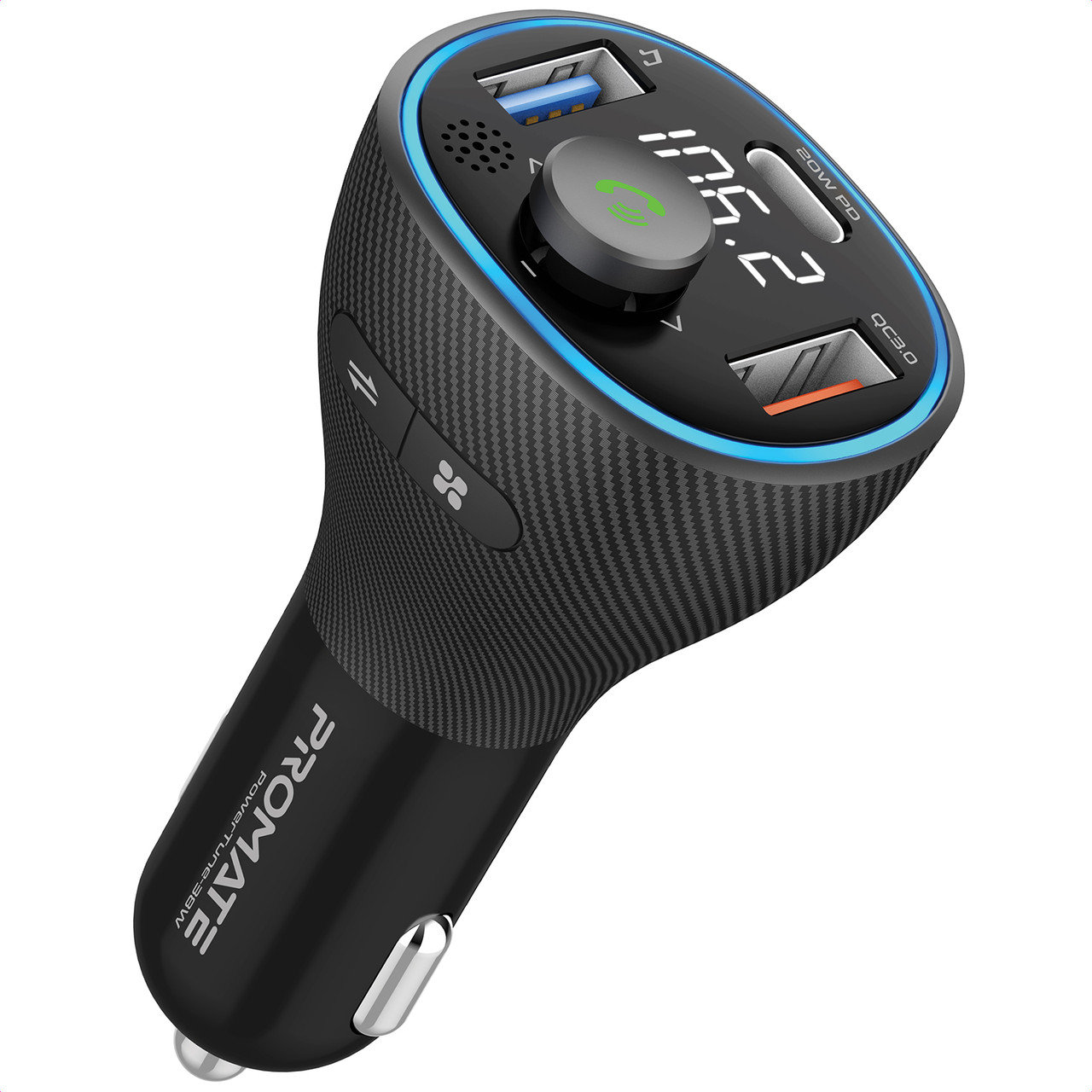 Замовити Bluetooth FM-трансмітер Promate PowerTune-38W USB-A OTG/USB-A ...