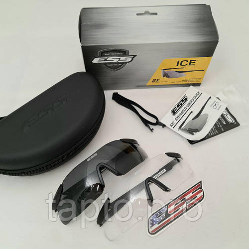 Тактичні окуляри ESS ICE 2X U.S. Black W/Smoke Gray & W/Clear (дужки 2 ...