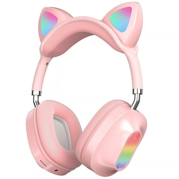Бездротові дитячі MP3 Навушники з котячими Вушками з підсвіткою з MicroSD з FM-Радіо Cat Ear STN ...