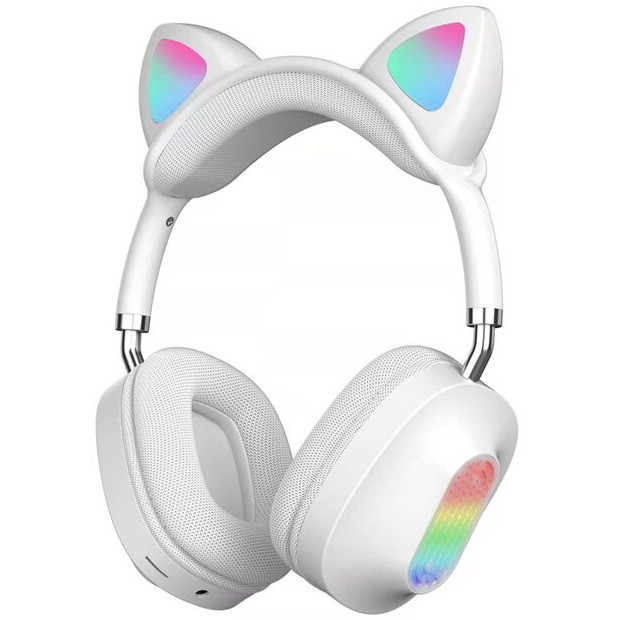 Бездротові дитячі MP3 Навушники з котячими Вушками з підсвіткою з MicroSD з FM-Радіо Cat Ear STN ...