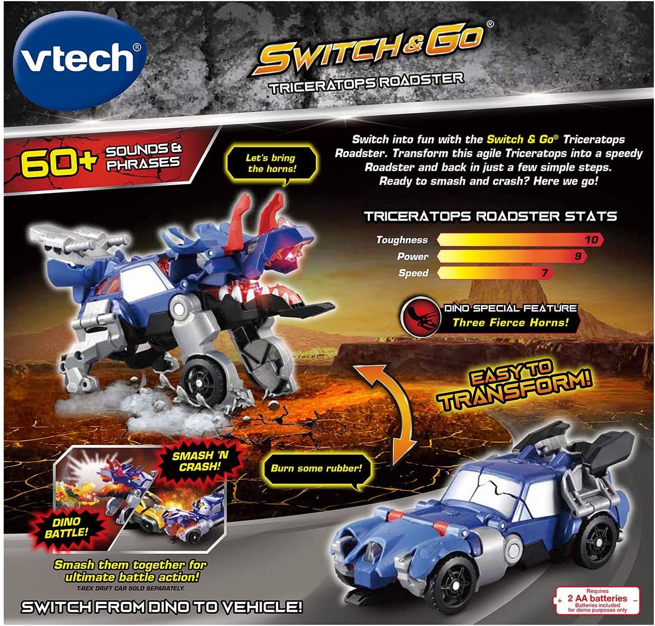 Динозавр трансформер VTech Switch and Go Battlers, трицератопс-родстер ...