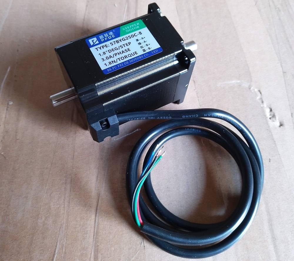 Двигун кроковий 57BYG250C-8 (NEMA 23, 1.8 Нм, 3.0 А, 1.8 °) вал на дві ...