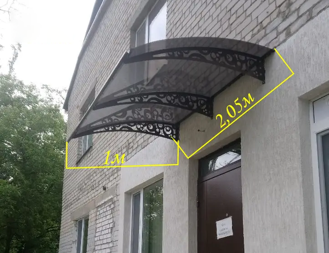 Готовый сборный козырек (навес) над дверью Dash'Ok 205х1 м Стиль ...