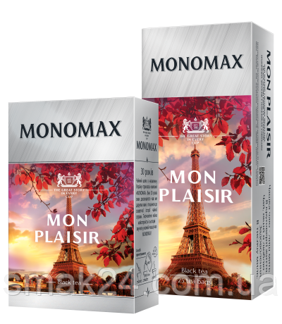 Чай чорний з пелюстками квітів і фруктами Mon Plaisir пакетований Monomax (25 пакетиків х 1,5 г ...