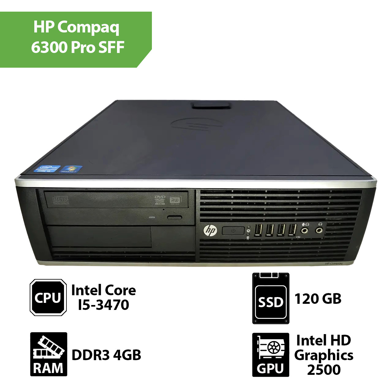 Системный блок HP Compaq 6300 Pro SFF (Core I5-3470 / 4Gb / SSD 120Gb ...