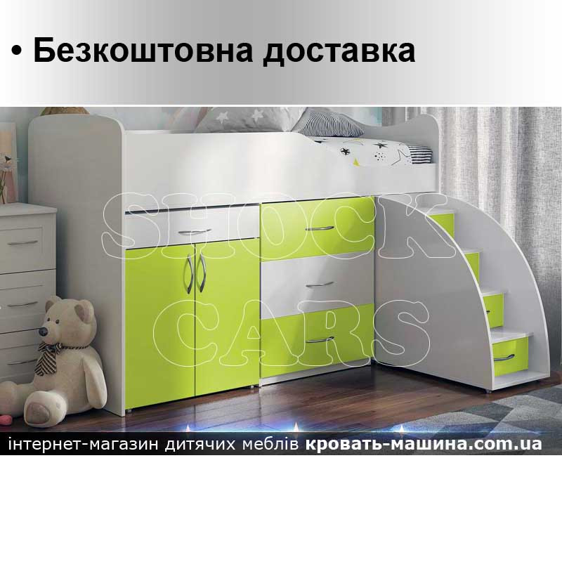 Кровать Двухъярусная, Кровать Чердак для Подростка, Кровать со Столом ...