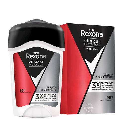 Rexona Men антиперспирант-крем Clinical Protection 45мл, цена 160.71 ...