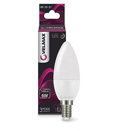 LED лампочка Velmax V-C37 6W 220V E14 3000K 540Lm 21-13-19 - купити за ...