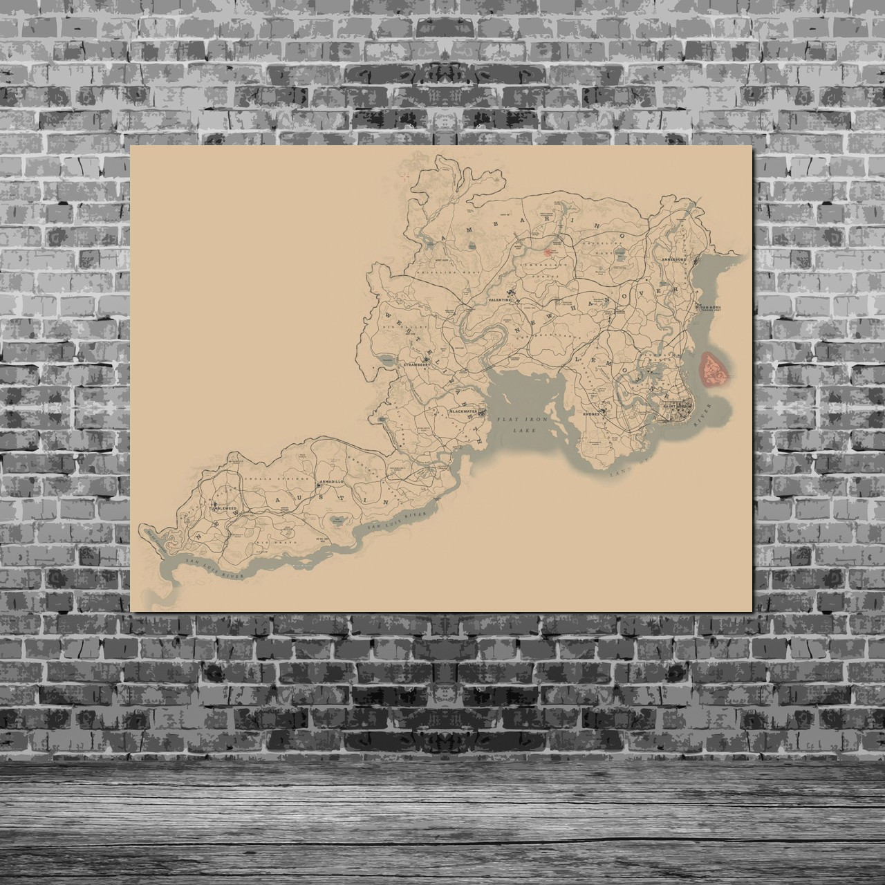 Купити Плакат "Карта РДР2, Red Dead Redemption 2, RDR 2", 106×141см ...