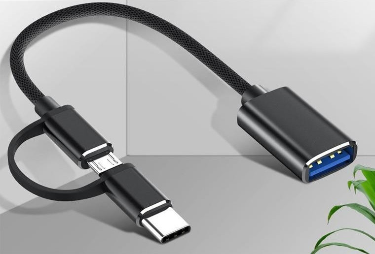 Купить Переходник USB - Type-С + Micro USB OTG адаптер для подключения ...