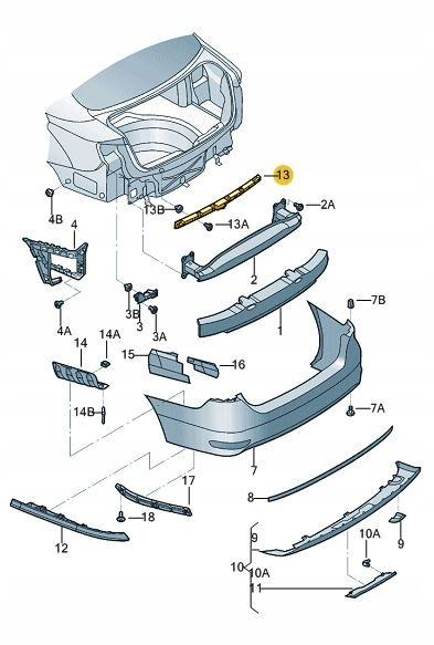 Купить Крепление заднего бампера Volkswagen Jetta '14-18 среднее ...