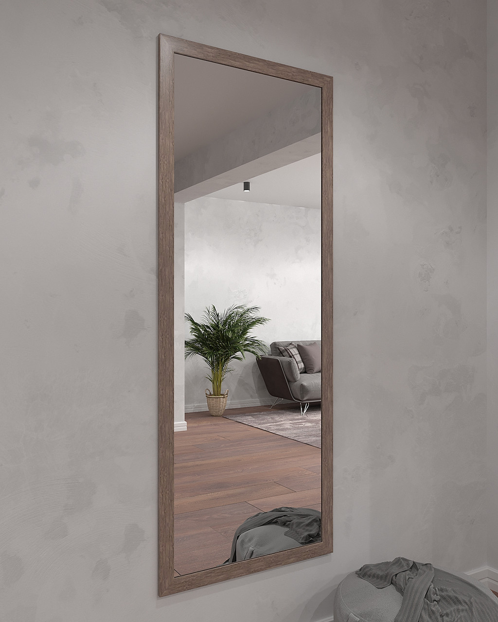 Дзеркало 160 х 70 см настінне велике в повний зріст паросткове в прямій рамі в кольорі дуб