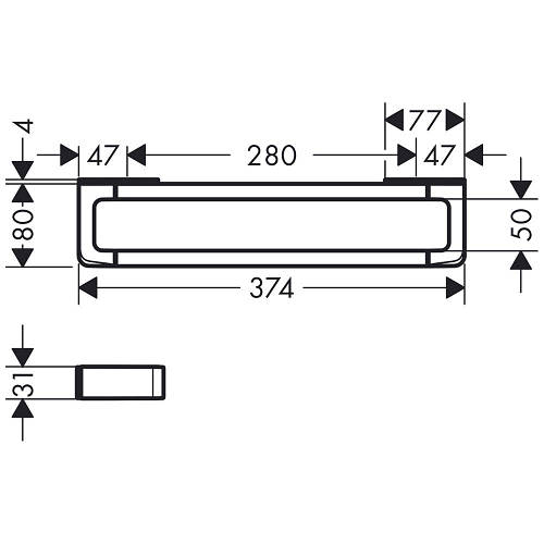 Поручень настенный для ванной HANSGROHE AXOR Universal 42830000 374мм ...
