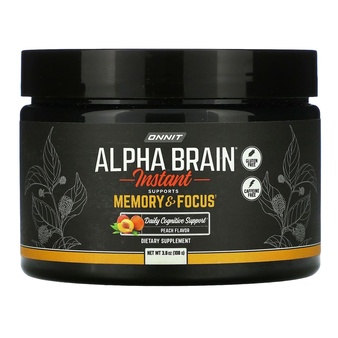 Onnit, Alpha Brain Instant, Memory & Focus, Peach , 3.8 Oz (108 G ...