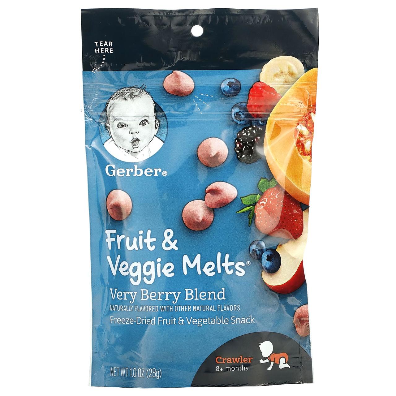 Gerber, Fruit & Veggie Melts, снеки з фруктами й овочами, для малюків ...