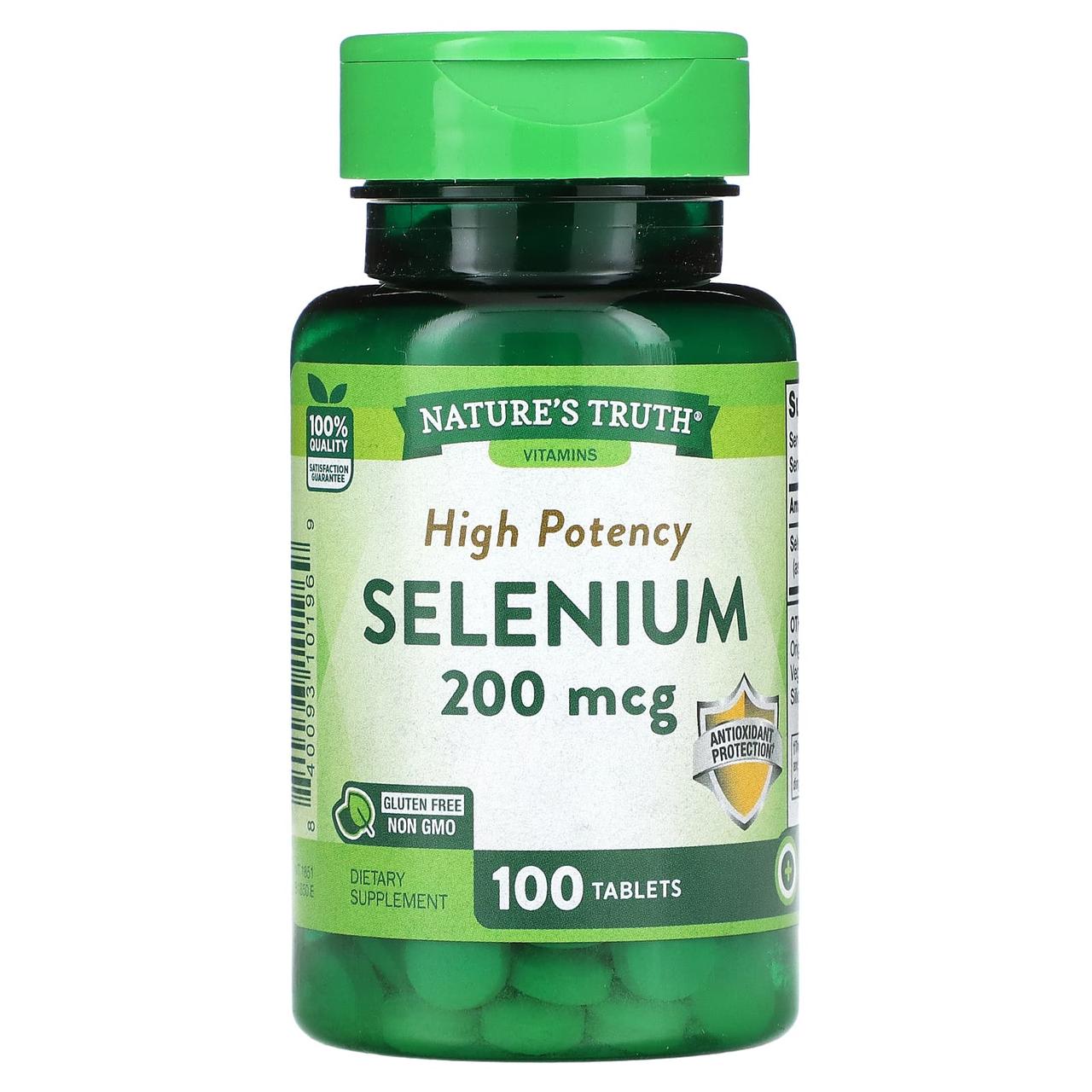 Nature's Truth, High Potency Selenium, 200 Mcg, 100 Tablets — Купить ...