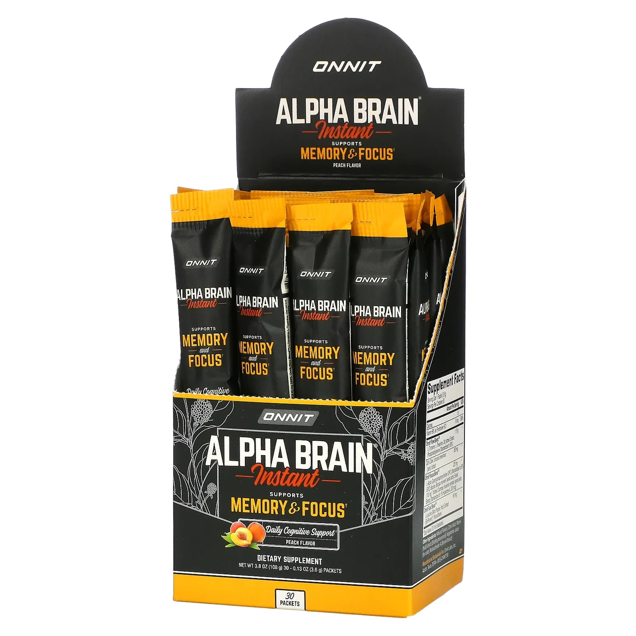Купить Onnit, Alpha Brain Instant, Memory & Focus, Natural Peach, 30 ...